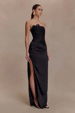 Meshki Asha Floral Mesh And Satin Maxi Dress