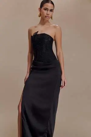 Meshki Asha Floral Mesh And Satin Maxi Dress