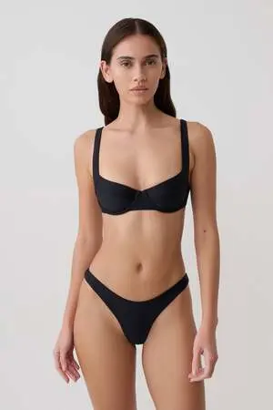 Meshki Clover Brazilian Bikini Bottom - Black