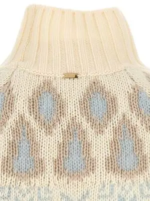 Herno Wool And Cashmere Sweater With Intarsia - Cream