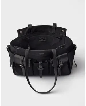 Prada Route Large Canvas And Leather Tote Bag