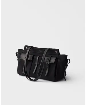 Prada Route Large Canvas And Leather Tote Bag