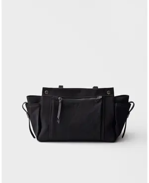 Prada Route Large Canvas And Leather Tote Bag