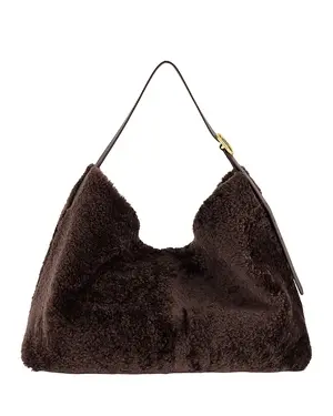 Vince Medium Shearling Hobo - Truffle