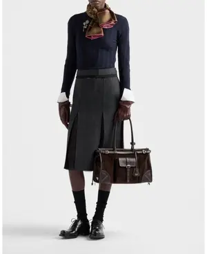 Prada Bonnie Large Corduroy And Leather Handbag