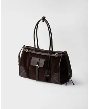 Prada Bonnie Large Corduroy And Leather Handbag