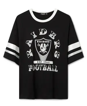 Junk Food Clothing Las Vegas Raiders Glitter Boxy Ringer - True Black