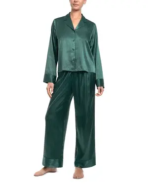 IN BLOOM BY JONQUIL Stretch Satin Long Sleeve Pajama Set - Juniper