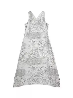 FUTURE CLASSICS Aop Drape Asymmetric Flared Midi Dress