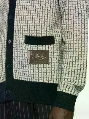 Drole De Monsieur Waffle-knit Logo-patch Cardigan
