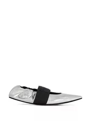 Givenchy Crush Ballerinas In Wrinkled-effect Metallic Leather - Silver