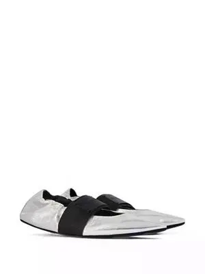 Givenchy Crush Ballerinas In Wrinkled-effect Metallic Leather - Silver