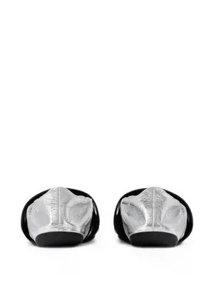 Givenchy Crush Ballerinas In Wrinkled-effect Metallic Leather - Silver