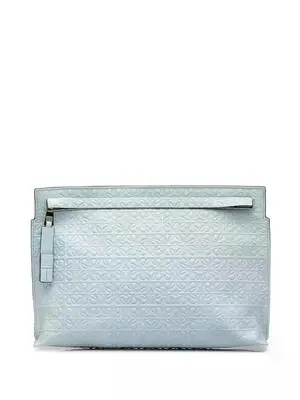 Loewe 2016 Embossed Anagram Leather Repeat T Clutch Bag - Blue