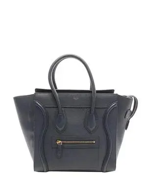 Celine 2000-2026 Micro Leather Luggage Tote Handbag - Blue