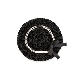 VICTORIA SLAVINSKAIA Silk Beret With Crystal Rhinestones - Black