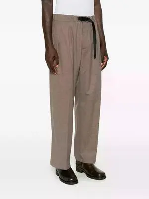 WHITE SAND Belted Pleated Trousers