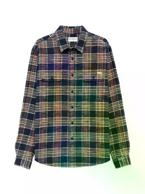 ROY ROGER'S Work Check-pattern Flap-pocket Shirt - Blue