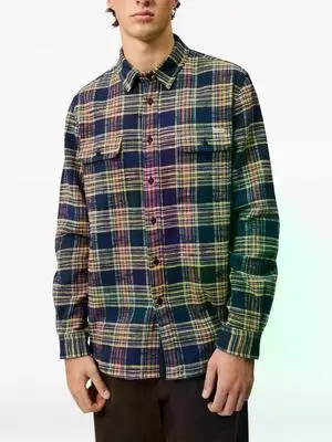ROY ROGER'S Work Check-pattern Flap-pocket Shirt