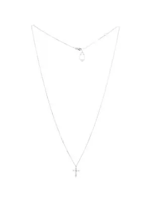 Cartier Cross Pendant 18k White Gold With Diamonds Necklace - Silver
