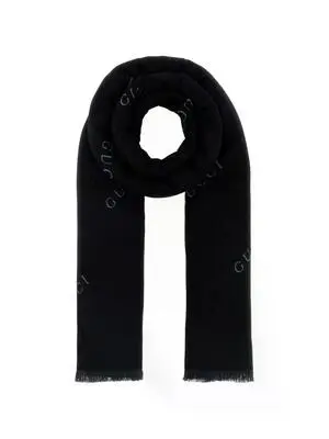 Gucci Logo-print Frayed Scarf - Black