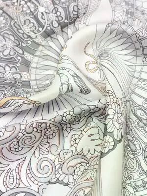 ELIZABETTA Venetian Fan Silk Scarf - Grey