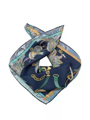 ELIZABETTA Camilla Equestrian-print Silk Bandana - Blue