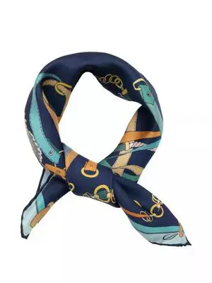 ELIZABETTA Camilla Equestrian-print Silk Bandana - Blue