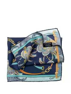 ELIZABETTA Camilla Equestrian-print Silk Bandana - Blue