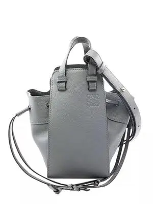 Loewe 2010-2026 Mini Grained Calfskin Drawstring Hammock Bag Satchel - Grey
