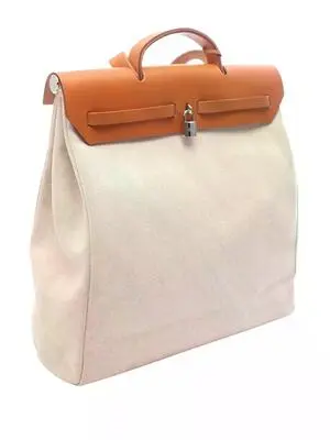 Hermès 2002 Toile Herbag Mm Satchel - Neutrals