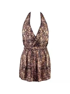 AUBADE Snake-print Halterneck Playsuit - Neutrals