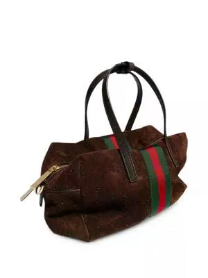 Gucci Small Boston Web Suede Tote Bag
