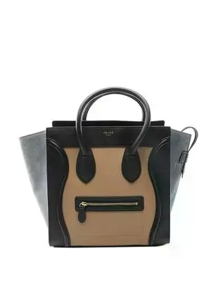 Celine 2012-2026 Mini Tricolor Calfskin Luggage Tote Bag - Brown