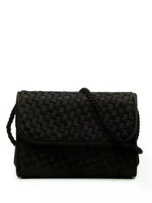 Bottega Veneta 20th Century Satin Intrecciato Flap Crossbody Bag - Black