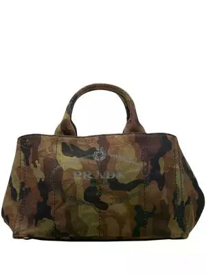 Prada 2000-2013 Canvas Canapa Logo Camouflage Tote Satchel