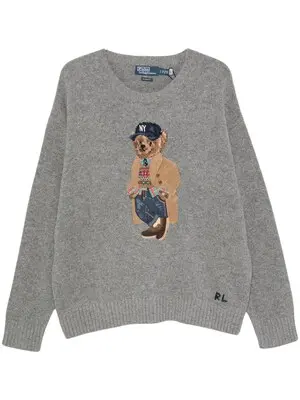 Polo Ralph Lauren Polo Bear Intarsia-knit Sweater By - Grey