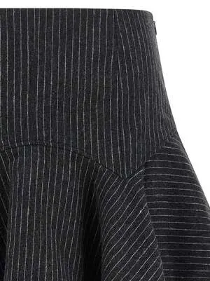 GANNI Pinstriped Flannel Skirt - Gray