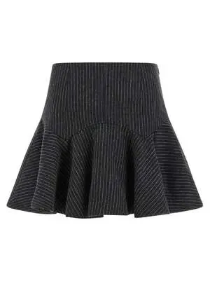 GANNI Pinstriped Flannel Skirt - Gray