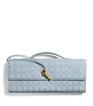 Bottega Veneta Suede And Leather Andiamo Clutch Bag - Grey