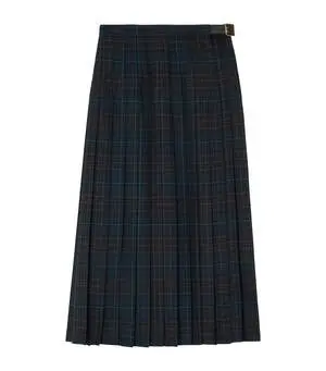 Burberry Check Pleated Midi Skirt
