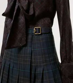 Burberry Check Pleated Midi Skirt
