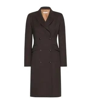 Max Mara Virgin Wool Double-breasted Blazer Midi Dress - Brown