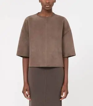 Max Mara Suede Crop-sleeve T-shirt