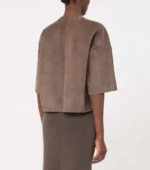 Max Mara Suede Crop-sleeve T-shirt