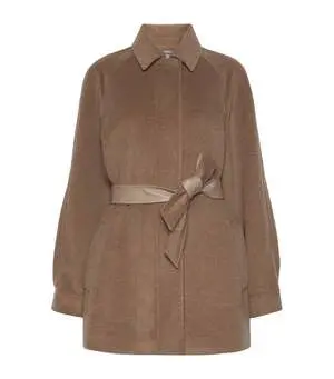 Max Mara Cashmere Leather-trim Wrap Coat