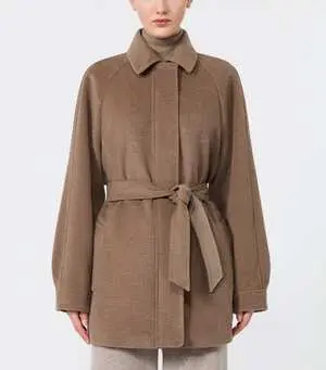 Max Mara Cashmere Leather-trim Wrap Coat