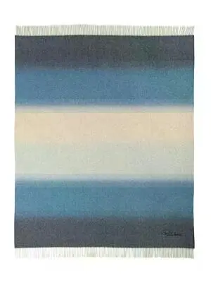 Roberto Cavalli Fringed Wool Blanket - Blue