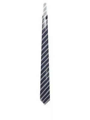 Kiton Striped Wool Tie - Blue