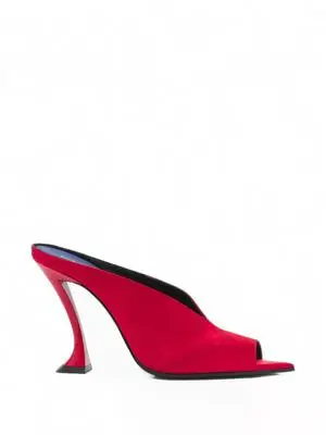 LANVIN Midnight Step Satin Peep-toe Sandals - Red